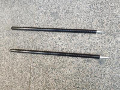 China high stiffness telescopic carbon fiber tubes with metal tip/point at end for sale