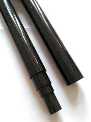 China 3K plain twill weave surface+ inside Uni-directional carbon fiber tube for sale