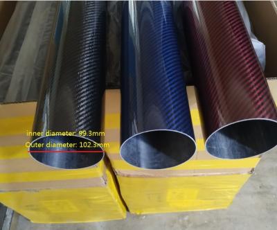 China 102mm 4 inch Diameter black red blue color Real Carbon Fiber  red Tube  Pipe For Air Intake Muffler for sale