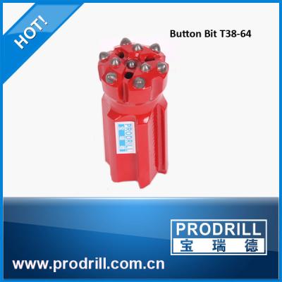 China Top Hammer T38 64mm 10 buttons threaded button bit for sale