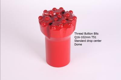 China Thread Button Bits Q16-102mm T51 Standard drop center Dome for sale