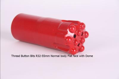 China Thread Button Bits R32-55mm Normal body Flat face with Dome for sale