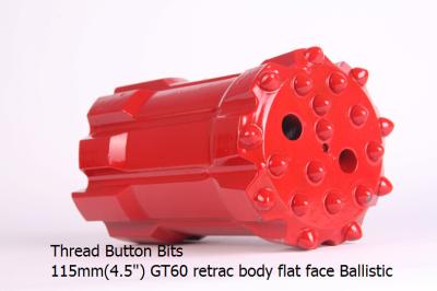 China GT60 115mm Thread Button Bit retrac body flat face Ballistic for sale