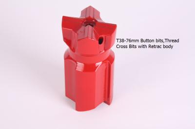 China T38 76mm Cross Bits with Retrac body  Thread Button Bits for sale