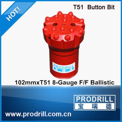 China Thread button bits T51-102mm, regular skirt, ballistic for sale