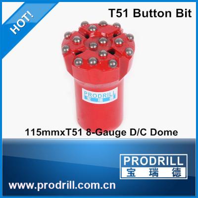 China Thread button bits T51-115mm, regular skirt,D/C, Dome for sale