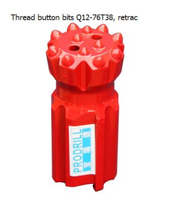 China Q12-76 T38 retrac   Thread Button Bits with good quality for sale