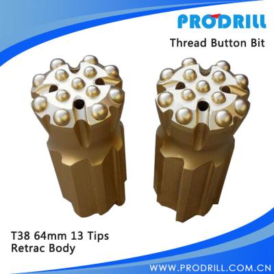 China T38-64mm Thread  retrac button bit for sale