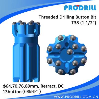 China T38-64, 70, 76, 89mm Thread button bit，retrac, DC, 13buttons for sale