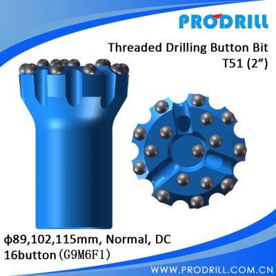 China T51-89，102，,115mm Thread button bit，DC, 16buttons for sale