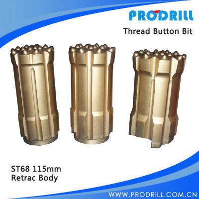 China ST68， 115mm Thread button bits with Retrac skirt for sale
