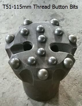 China T51-115mm Thread Button Bits for rock drilling for sale