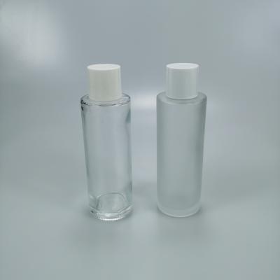 Cina Collare di vetro 100ml 150ml bottiglia toner a cilindro ghiacciato con tappo in vendita