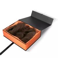 China Custom Logo Wig Packaging Box Black Magnetic for sale