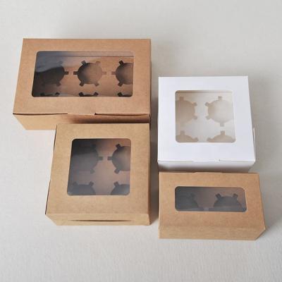 China Kasten des Soem-Kraftpapier-Verpackenkasten-Kraftpapier-kleinen Kuchens mit klarem PVC-Fenster zu verkaufen