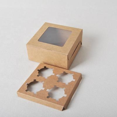 China Kasten des Soem-Kraftpapier-Verpackenkasten-Kraftpapier-kleinen Kuchens mit klarem PVC-Fenster zu verkaufen