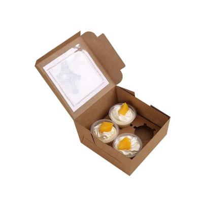 China Kasten des Soem-Kraftpapier-Verpackenkasten-Kraftpapier-kleinen Kuchens mit klarem PVC-Fenster zu verkaufen