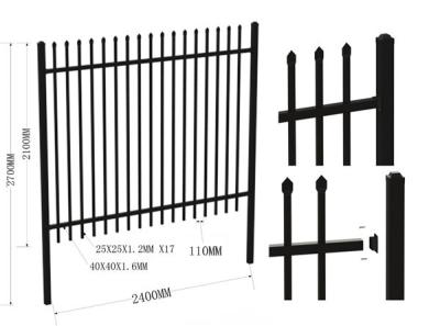 China 2019 Black Steel Yard Garden Fence 2100x2400mmm Galvanized for sale
