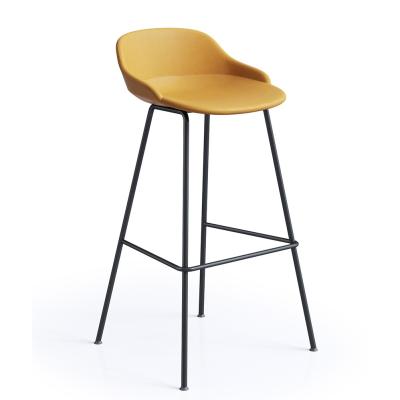 China Elegant Grain Leather Counter Stools Powder Coated Steel Frame For Cafe for sale