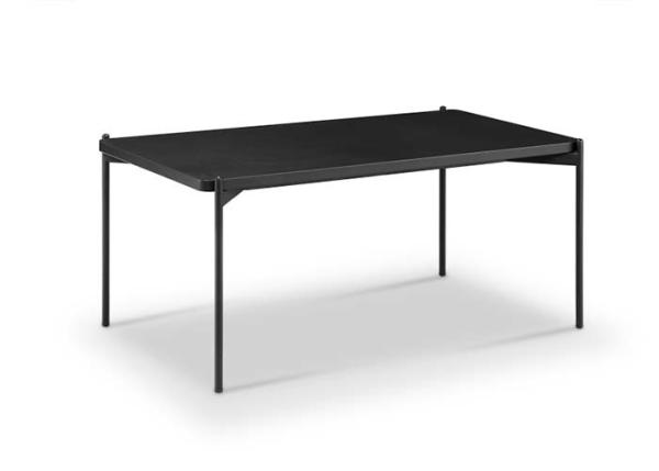 Quality Matte Black Rectangular Coffee Table Wood Top Metal Legs For Lounge And Office for sale