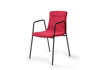 China Padded Stackable Meeting Armchair Safe With Architectural Black Metal Frame for sale