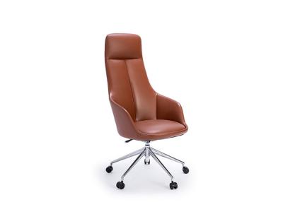China Adjustable Rolling Aluminum Base Leather Executive Task Chair For Office for sale