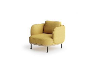China Yellow Modern Commercial Sofa Stable Rounded Single Sofa Armchair With Wood Base for sale