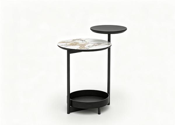 Quality Dual Top Sintered Stone Side Table Metal End Desk For Office And Hotel for sale