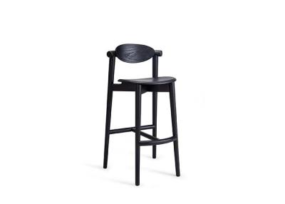 China Solid Ash Wood Bar Stool And Table Commercial Bar Stool Black Open Finish For Hotel for sale