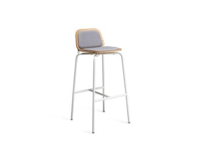 China 100% Wool Upholstered Bar Stool Ash Bentwood Metal Legs Comfort For Hotel for sale