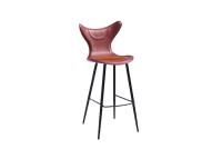Quality Regenerated High Back Leather Bar Stool With Black Metal Legs For Bistros for sale