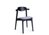 Quality Ash Wood Padded Restaurant Chair Black Open Paint Cushioned Armless For Cafe for sale