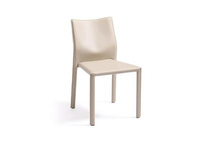 China Stackable PVC Leather Dining Chair With Covered Steel Legs For Restaurant Cafe for sale