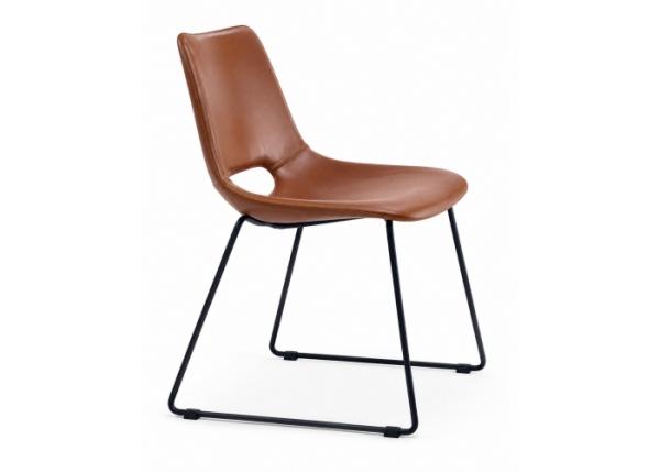 Quality Modern Crazy Horse PU Leather Upholstered Dining Chair With Metal Frame for sale