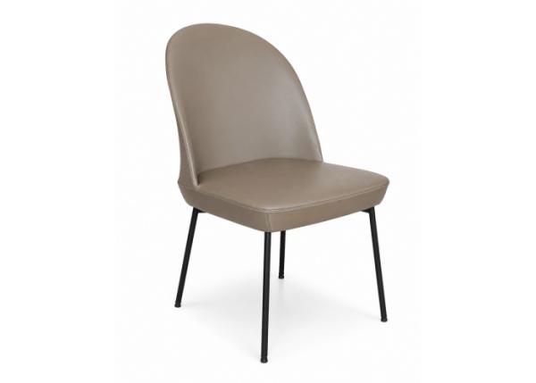 Quality Modern Taupe PU Leather Dining Chair With Black Metal Legs For Hotel Restaurant for sale