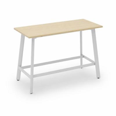 China Modern Bar Table With Wood Grain MFC Top Metal Legs For Hospitality Spaces for sale