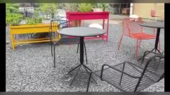 Durable Round outdoor Metal Patio Table Weather Resistant Design