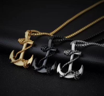 China Fashion jewelry stainless steel anchor necklace for boy and men for sale