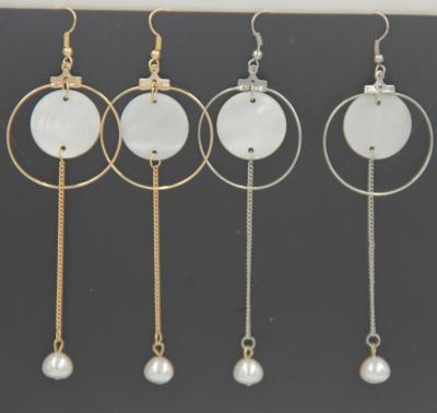 China Elegant design shell drop earring with pearl for girls and women for sale