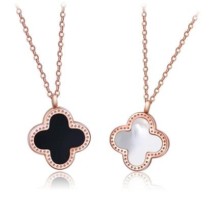 China Cute gold silver plated four-leaf clover titanium steel necklace for sale