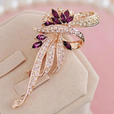 China Silver plated brooch, high quality bead brooch, charming zircon brooch for sale