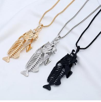 China Black/gold/silver plated alloy  fish shape design  pendant necklace for sale