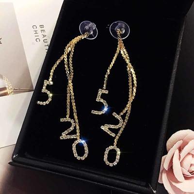 China Personalize gold plated number 520  symbolize love drop dangle earrings for her or him for sale