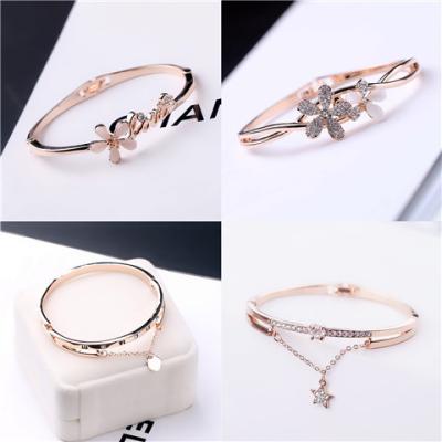 China New creative design rose gold plated brass bangle for young lady for sale
