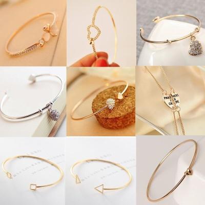 China Expandable cuff bangle with charming stone for girls and women for sale