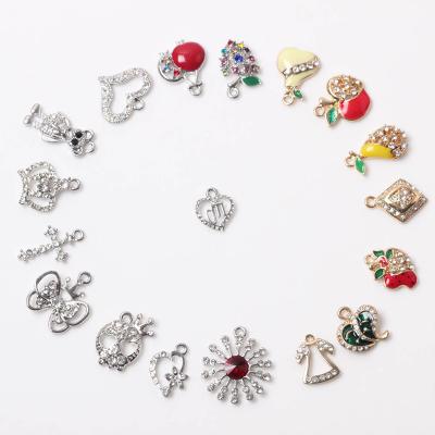 China Best price silver plated delicated charms various shapes pendants with crystal for girls for sale