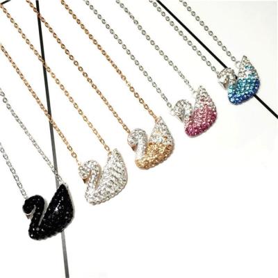 China Beautiful in colors silver swans style silver gold plated pendant necklace for girls for sale