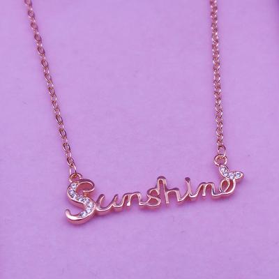 China Personalized custom sunshine letters rose gold plated silver pendant necklace for sale