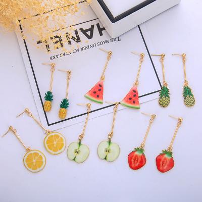 China Fashionable fruit shape pendant gold plated drop dangle earring for girls for sale