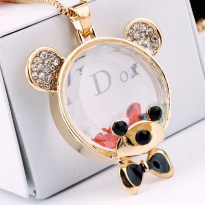 China Bear /round shape design crystal locket necklace for children for sale